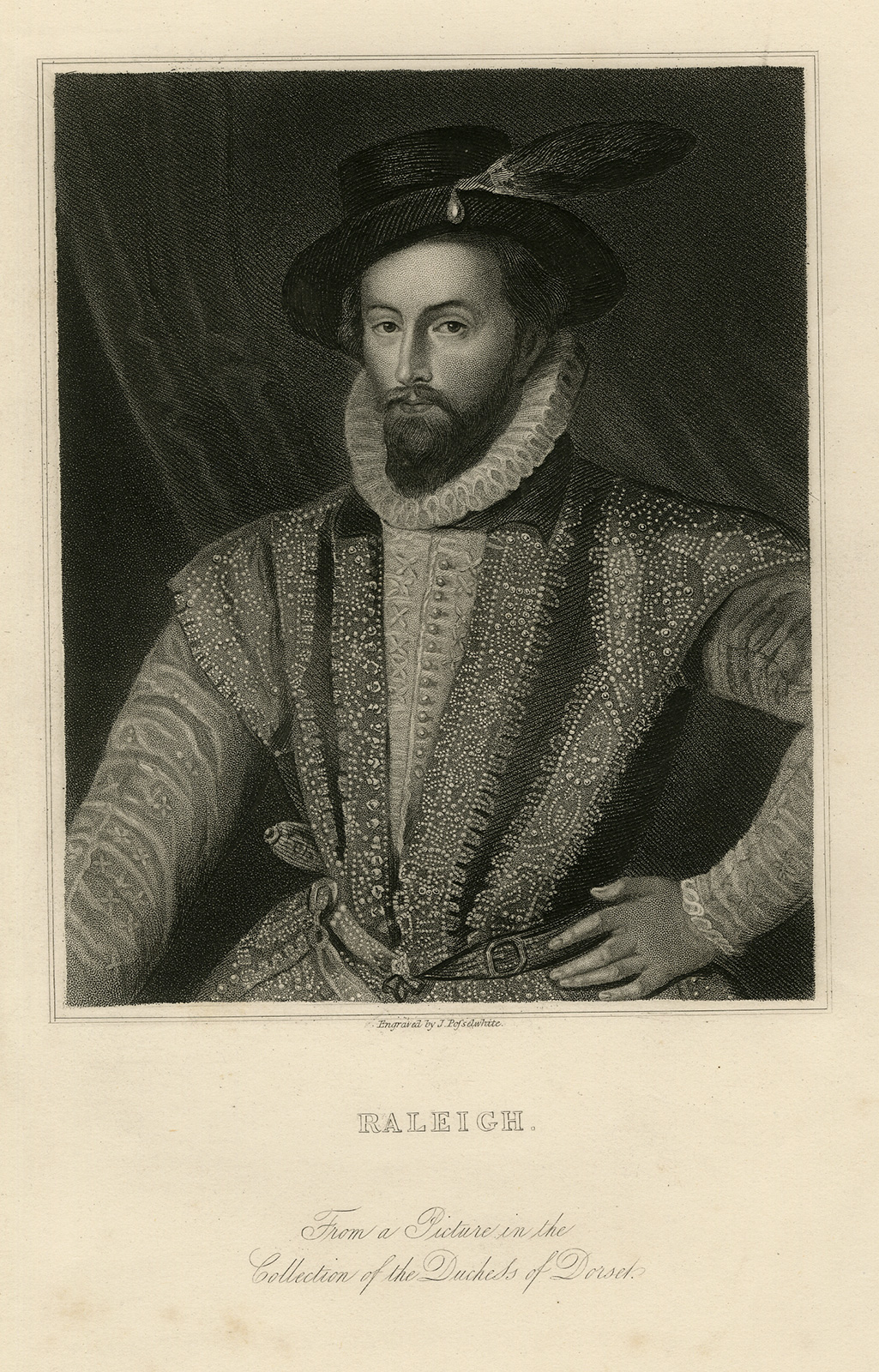 Antique Print-PORTRAIT-WALTER RALEIGH-EXPLORER-Posselwhite-ca. 1860 ...