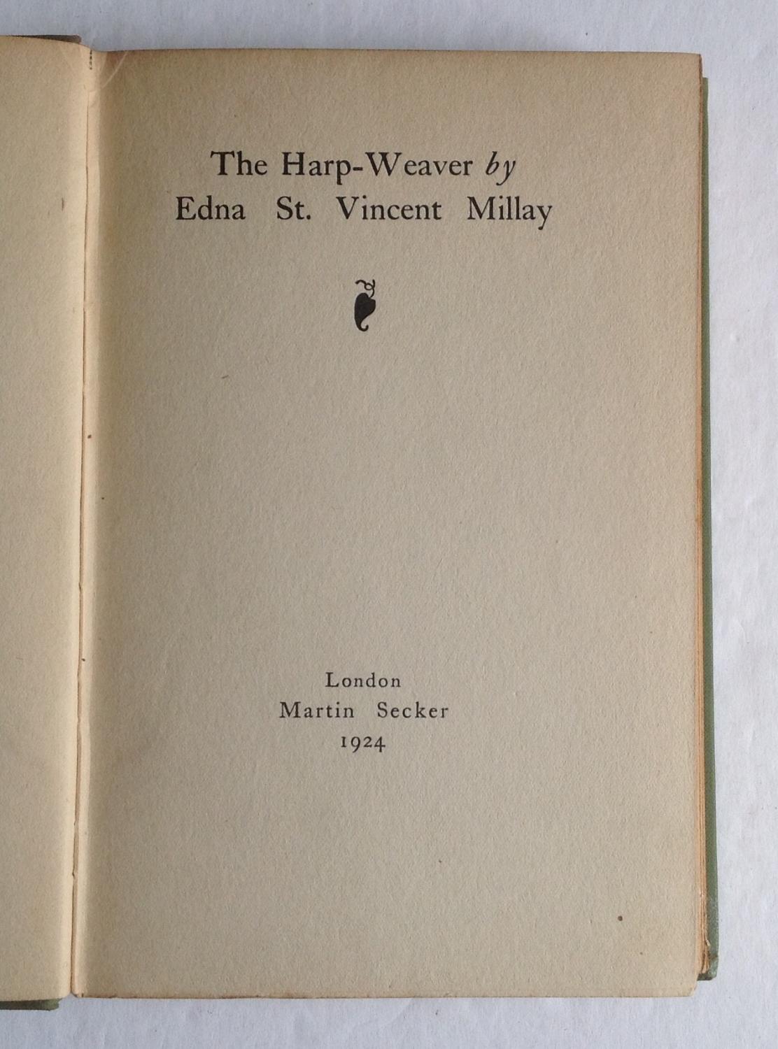 The Harp-Weaver; Poems. [2 volumes, uniform edition] by Edna St ...