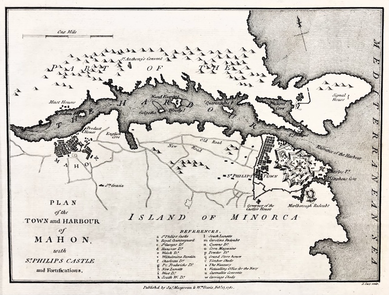 Plan of the Town and Harbour of Mahon with St. Philips Castle and ...