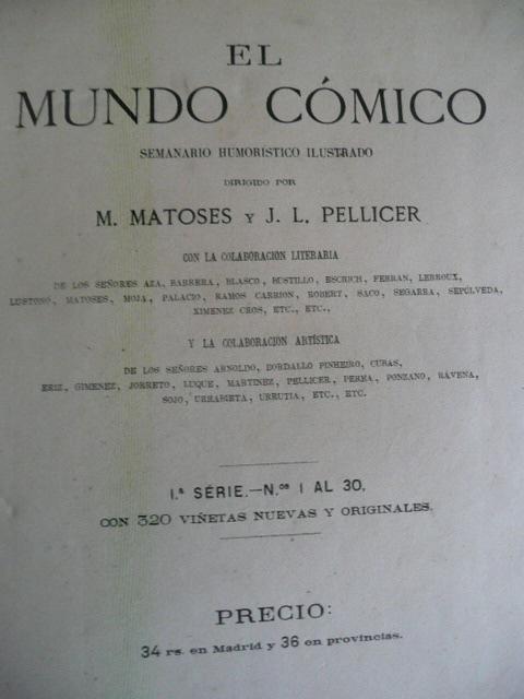 EL MUNDO CÓMICO Semanario humorístico ilustrado - 1873 by Matoses ...