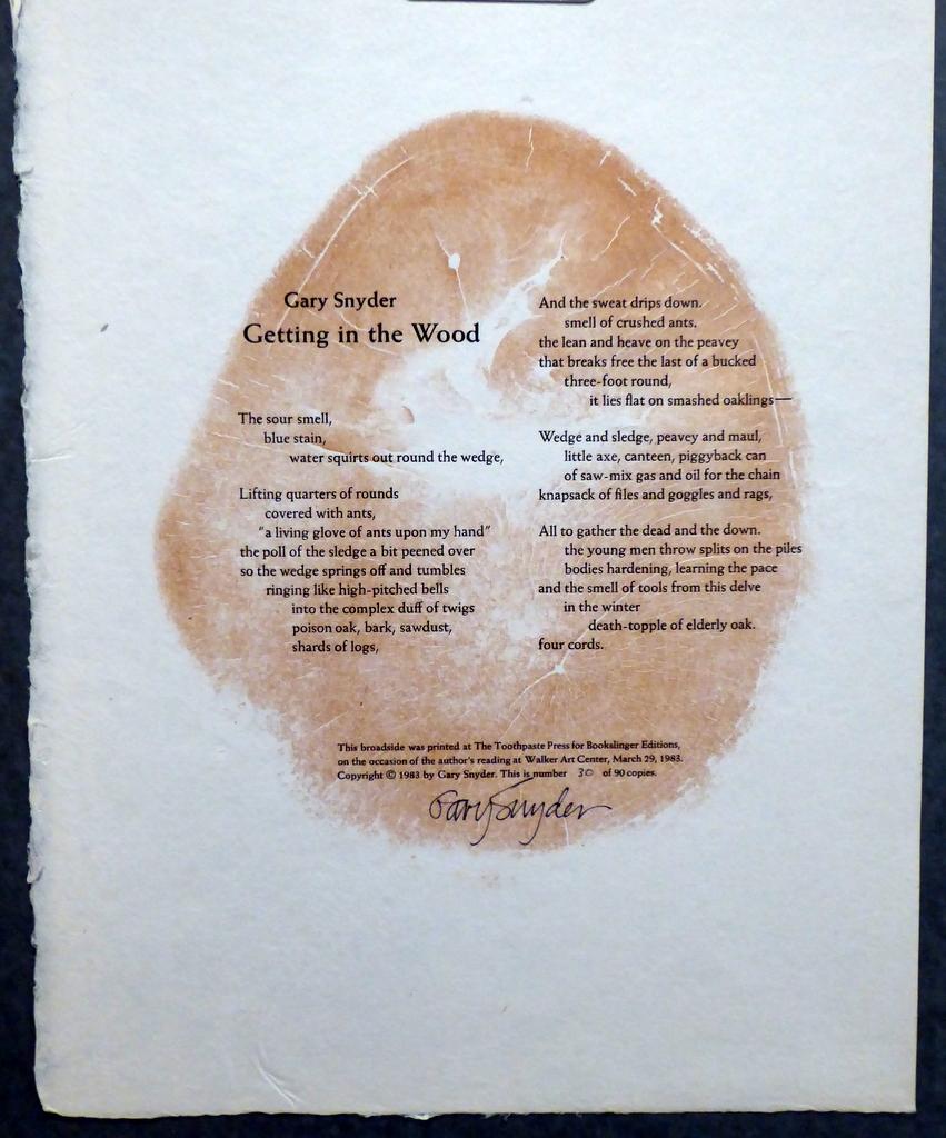 TWENTY-ONE BROADSIDES: POEMS & PROSE FROM THE 1982-1983 WALKER ART ...