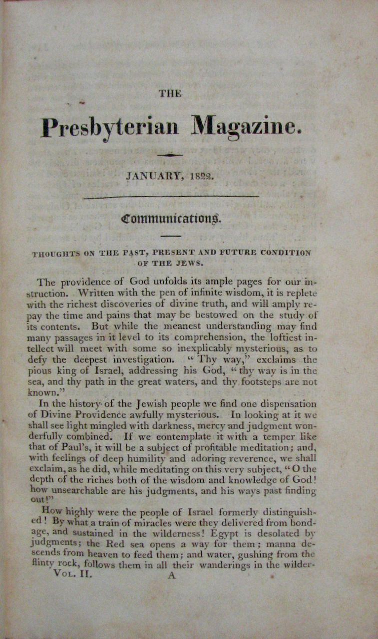 The Presbyterian Magazine: A Monthly Publication. Vol. II. 1822 by ...
