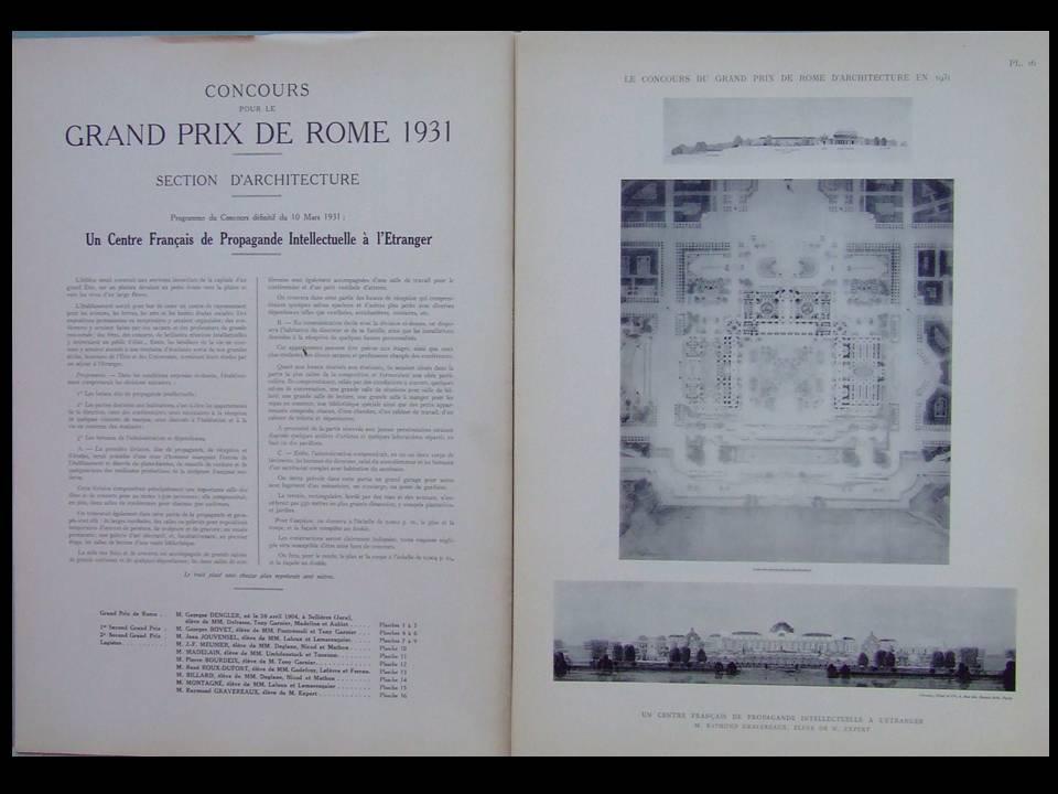 LE CONCOURS DU GRAND PRIX DE ROME EN 1931. UN CENTRE FRANCAIS DE ...