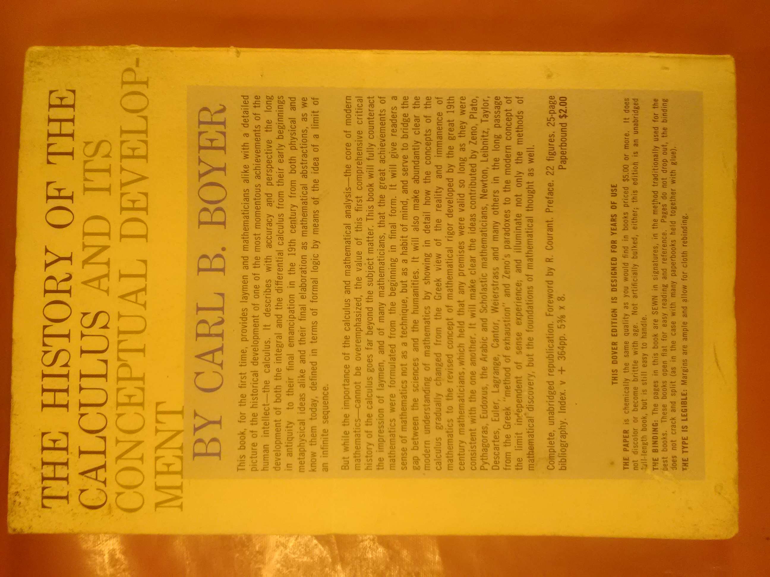 The History of the Calculus and Its Conceptual Development by Boyer ...