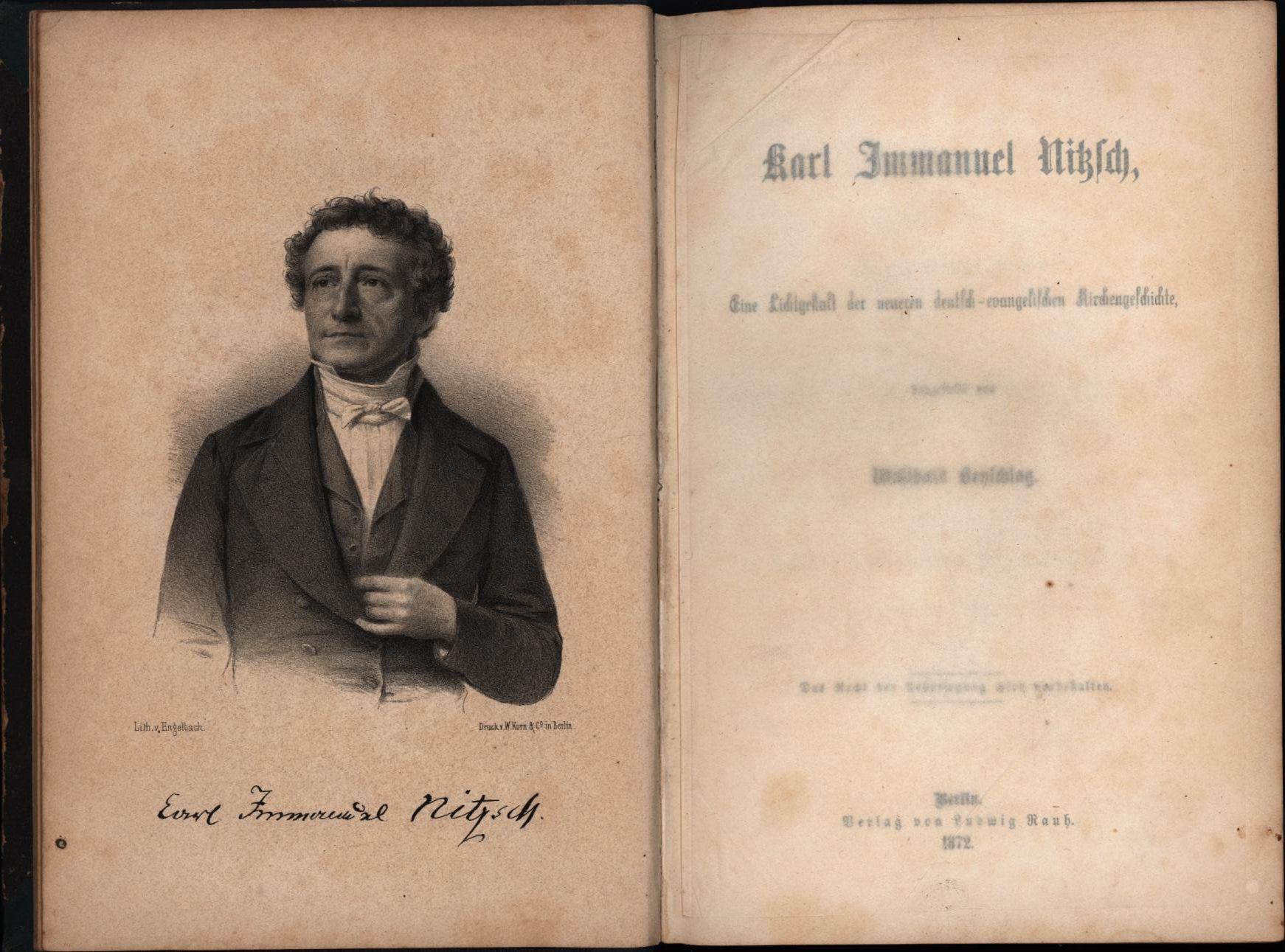 Karl Immanuel Nitzsch,Eine Lichtgestalt der neueren deutsch ...