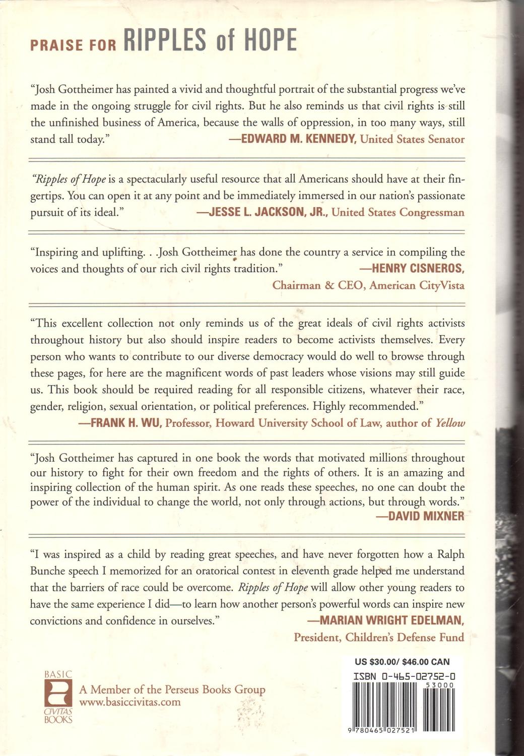 Ripples Of Hope: Great American Civil Rights Speeches by Gottheimer ...