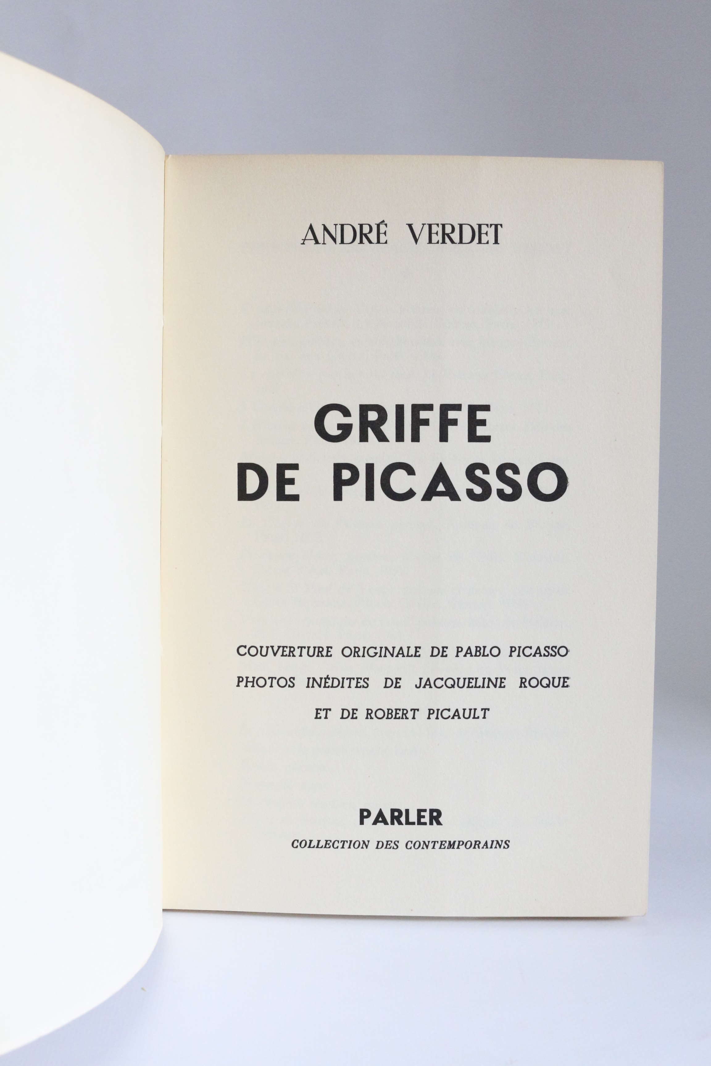La griffe de Picasso by VERDET André: couverture souple (1958 ...