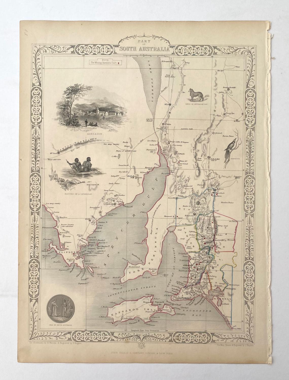 Antique Map - Part of South Australia by TALLIS, John: (1851) 1st ...