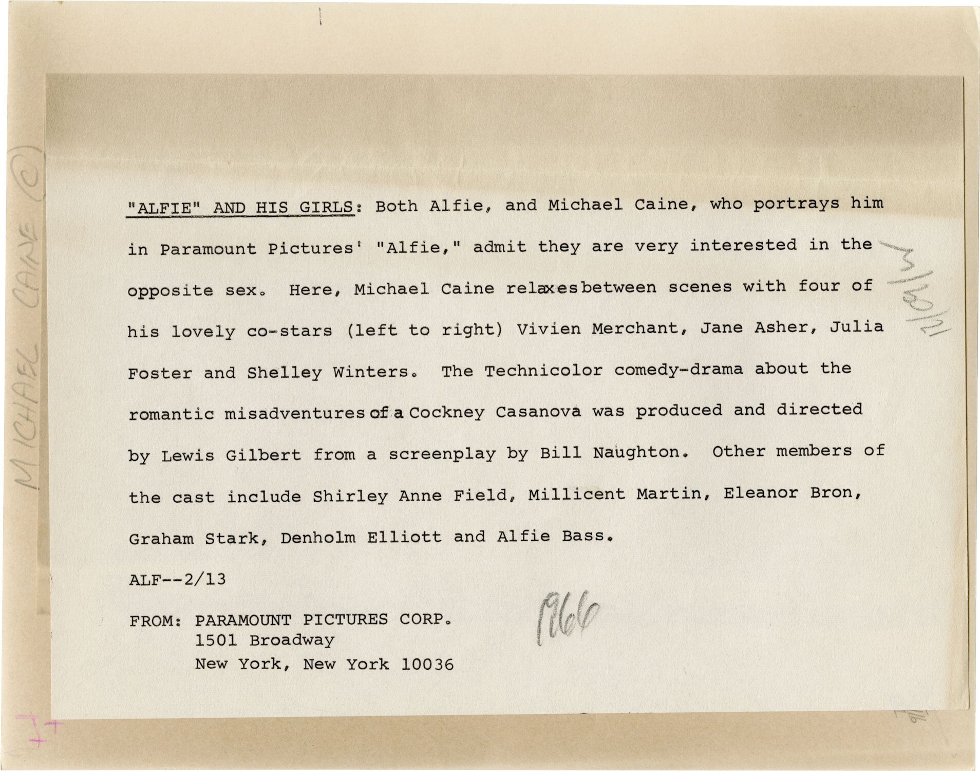 Alfie (Original photograph from the 1966 film) by Lewis Gilbert ...