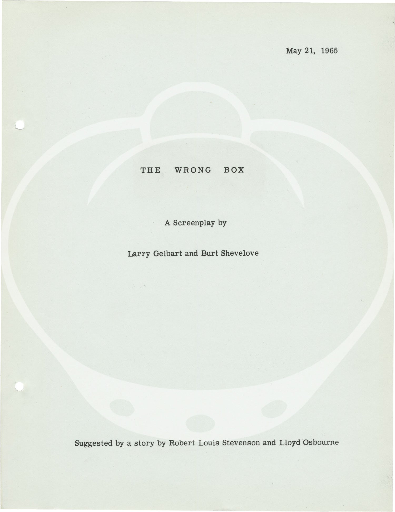 The Wrong Box (Original screenplay for the 1966 film) de Bryan Forbes ...