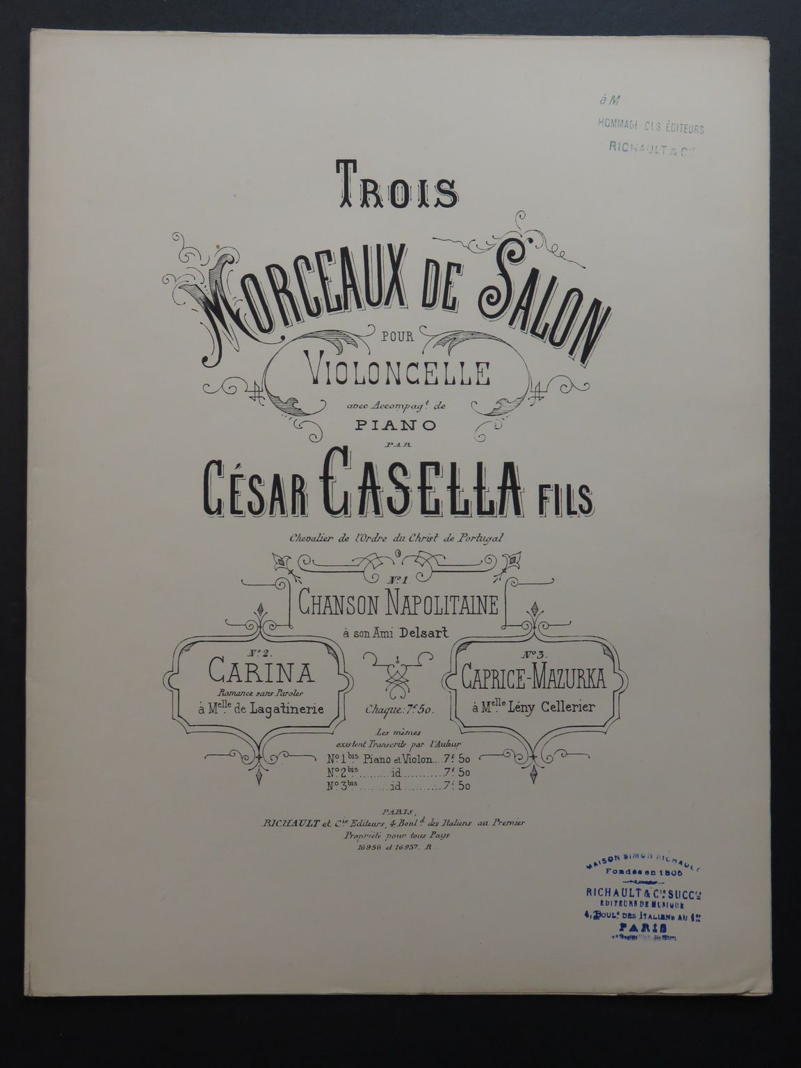 CASELLA César Caprice Mazurka Violon Piano ca1882 by CASELLA César ...