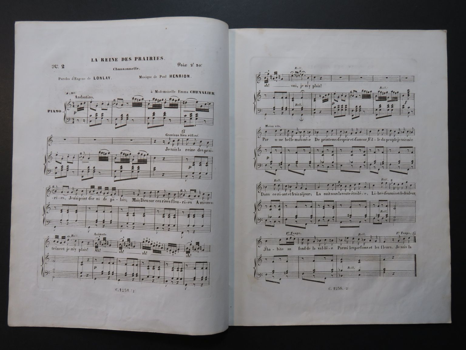 HENRION Paul La Reine des Prairies Chant Piano 1850 by HENRION Paul La ...