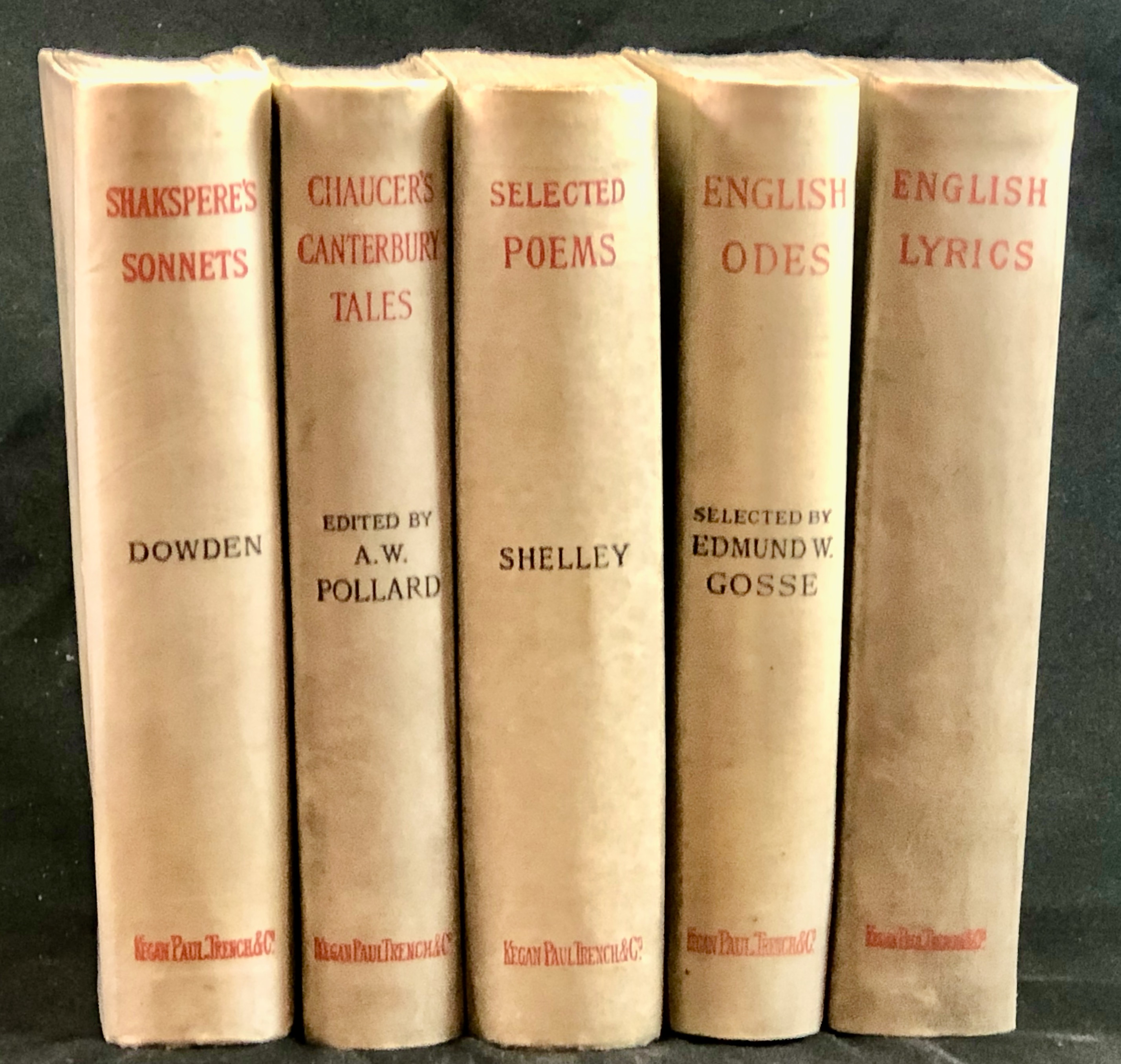 Collection of 5 Kegan Paul Vellum bound poetry vols from 1880's by ...