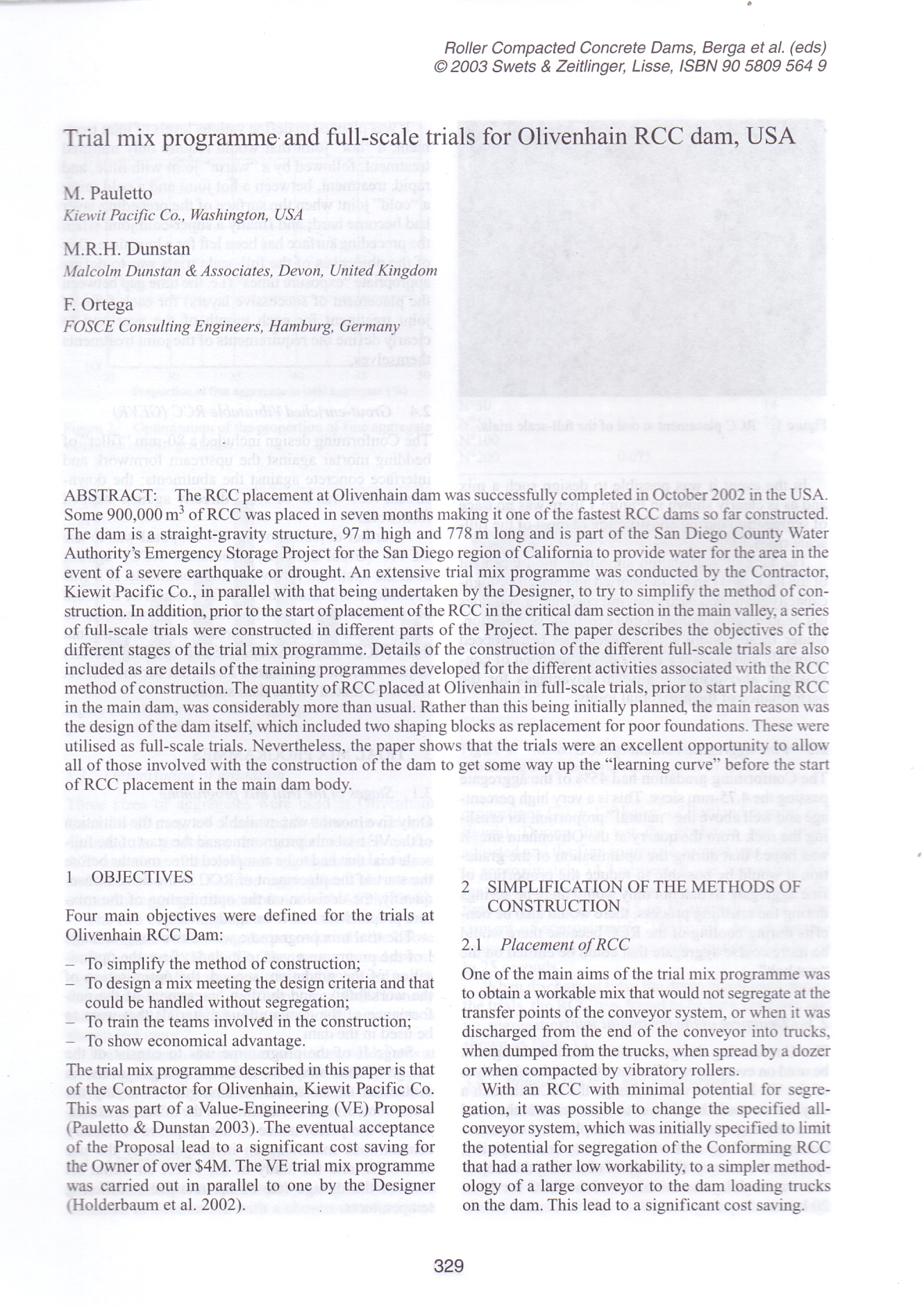 TRIAL MIX PROGRAMME AND FULL-SCALE TRIALS FOR OLIVENHAIN RCC DAM, USA ...
