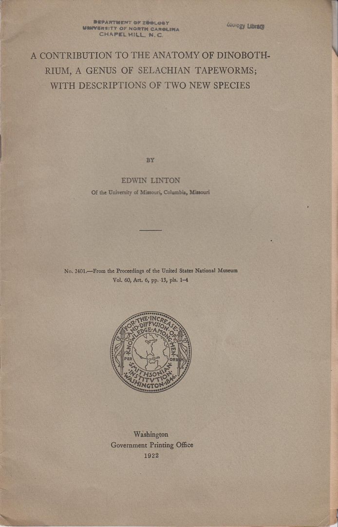 A Contribution to the Anatomy of Dinobothrium, a Genus of Selachian ...