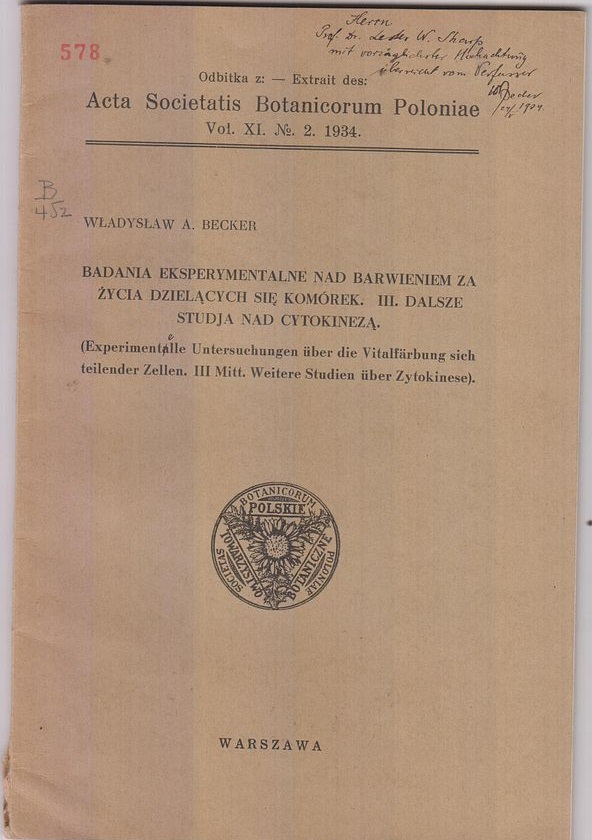 Badania Eksperymentalne Nad Barwieniem Za Zycia Dzielacych Sie Komorek ... Badania Eksperymentalne Nad Barwieniem Za Zycia Dzielacych Sie Komorek ...