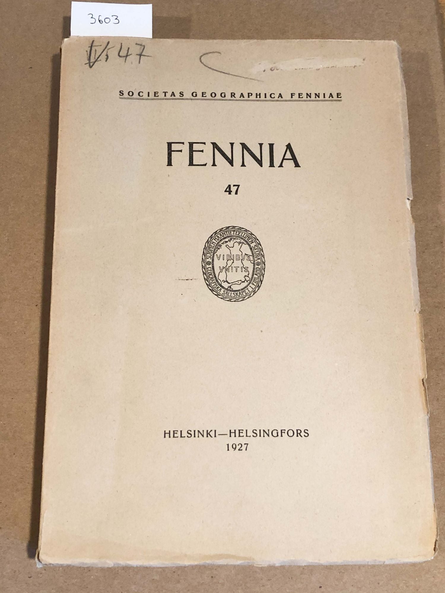 FENNIA 47 ( nos. 1 -14 , 1927): Very good Paperback (1927) First ...