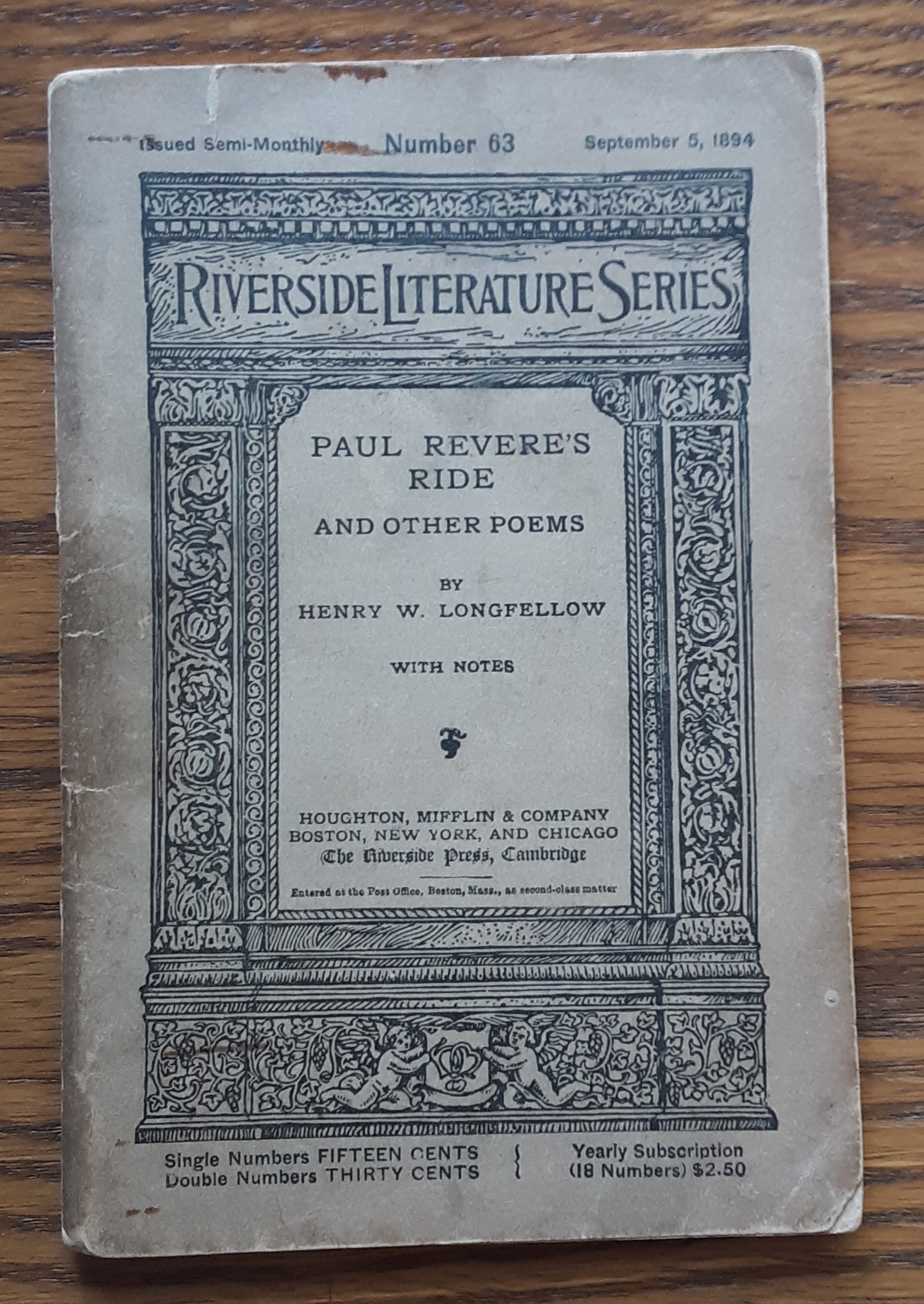 Paul Revere's Ride and Other Poems Riverside Literature Series No. 63 ...