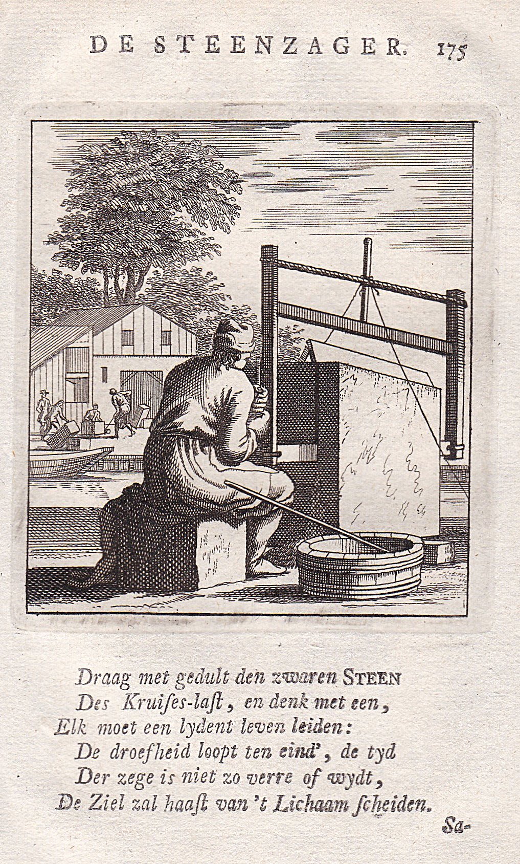 "De Steenzager" Maurer Steinsäger bricklayer mason stone sawer Beruf ...