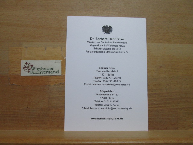 Original Autogramm Barbara Hendricks Bundesministerin SPD /// Autogramm ...