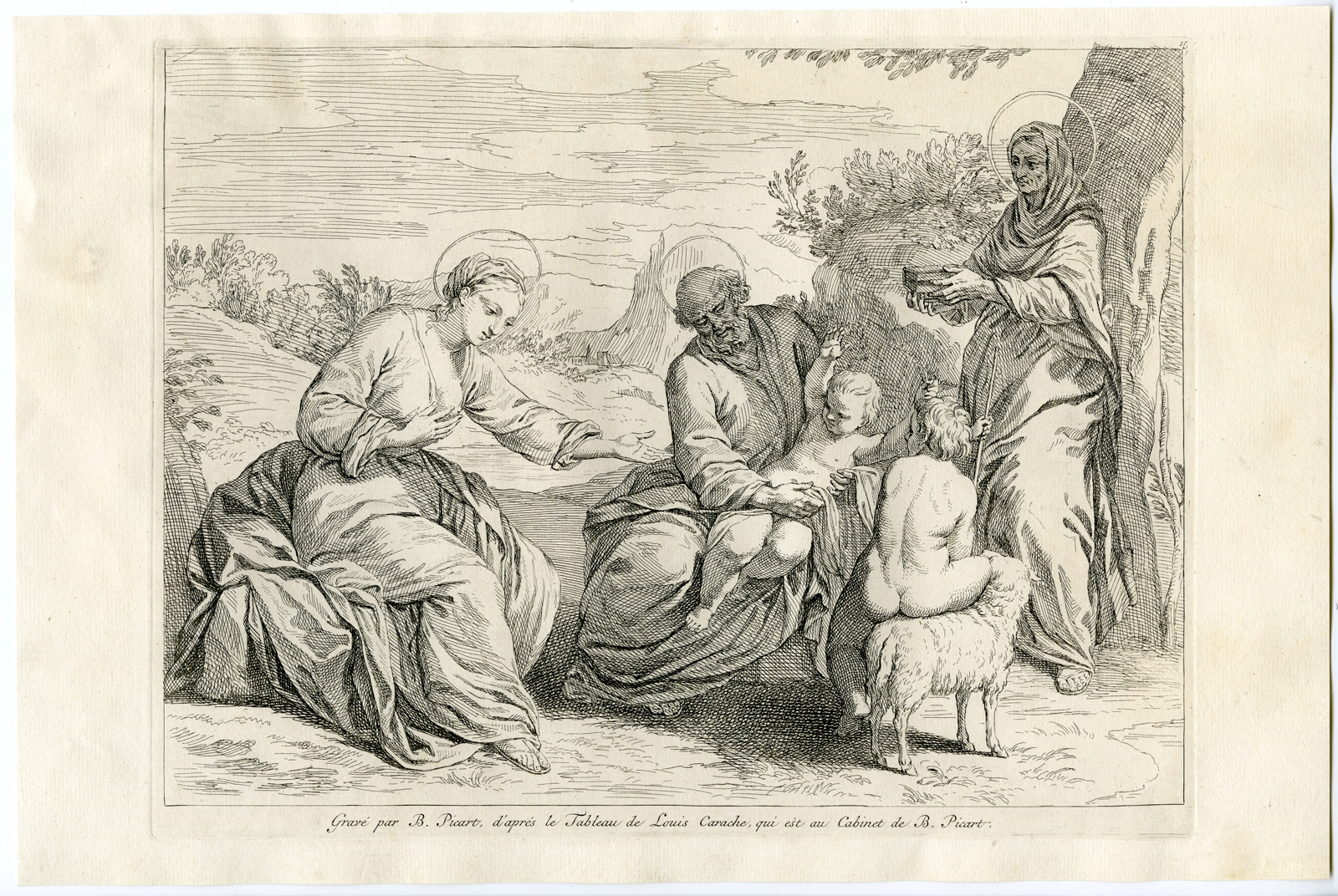 Antique Religious Print-HOLY FAMILY-Picart-1734: (1734) Art / Print ...