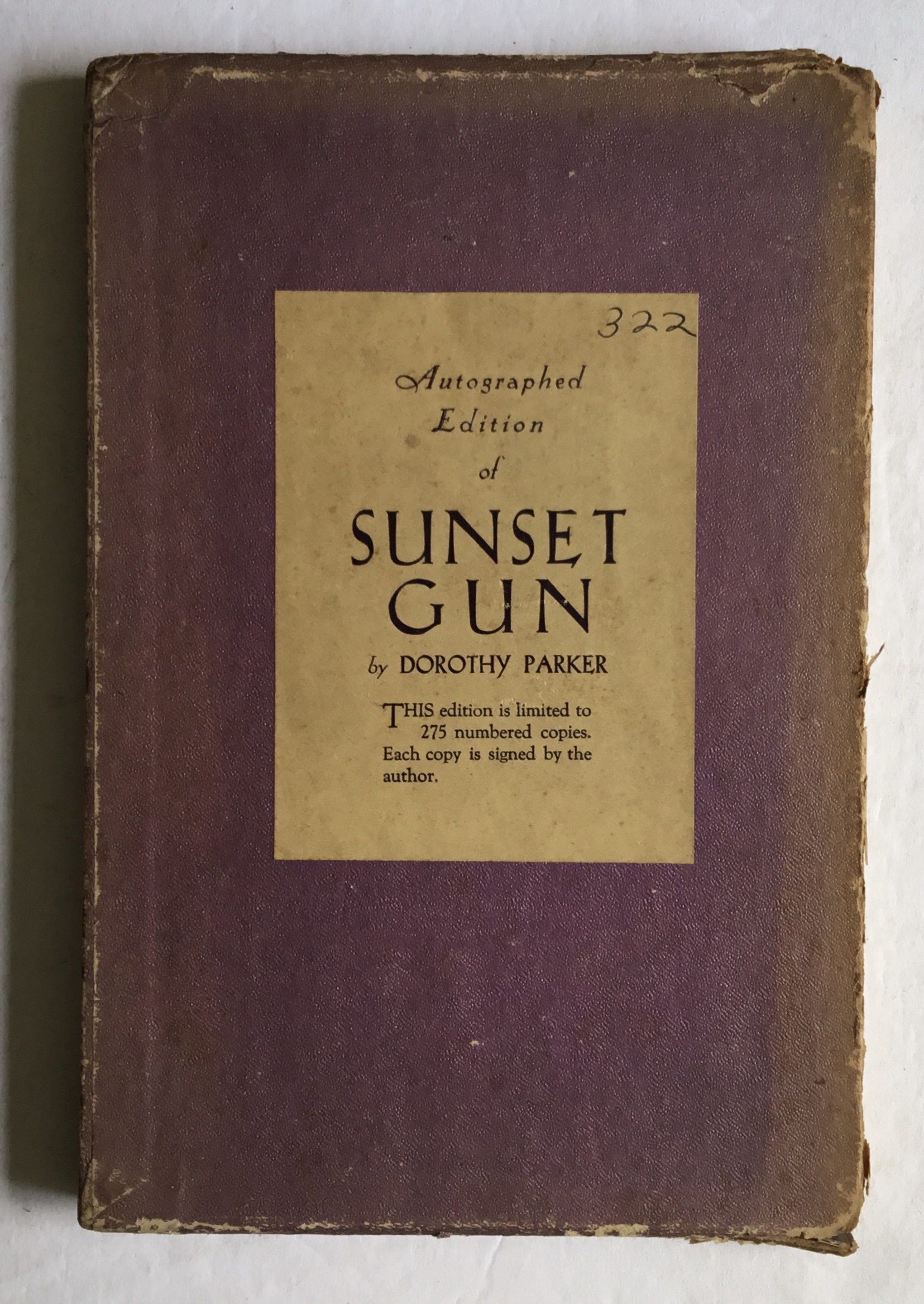 Sunset Gun. Poems. by Dorothy Parker.: Very Good in Good slipcase ...