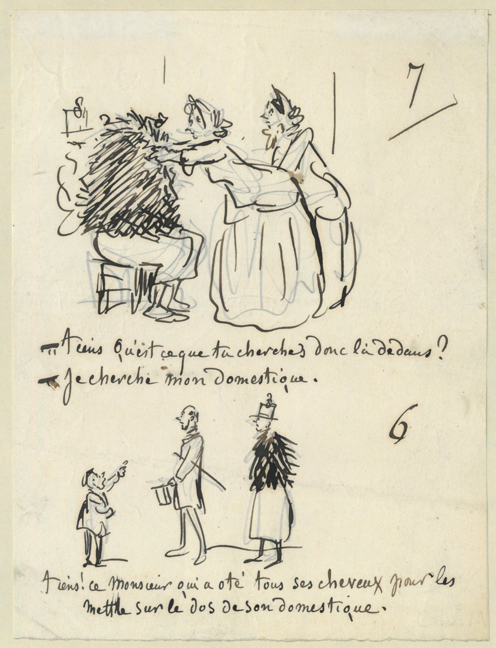 CHAM (d.i. Amédée C. H. de Noé, 1819 - 1879) Zwei bedienstete Frauen ...