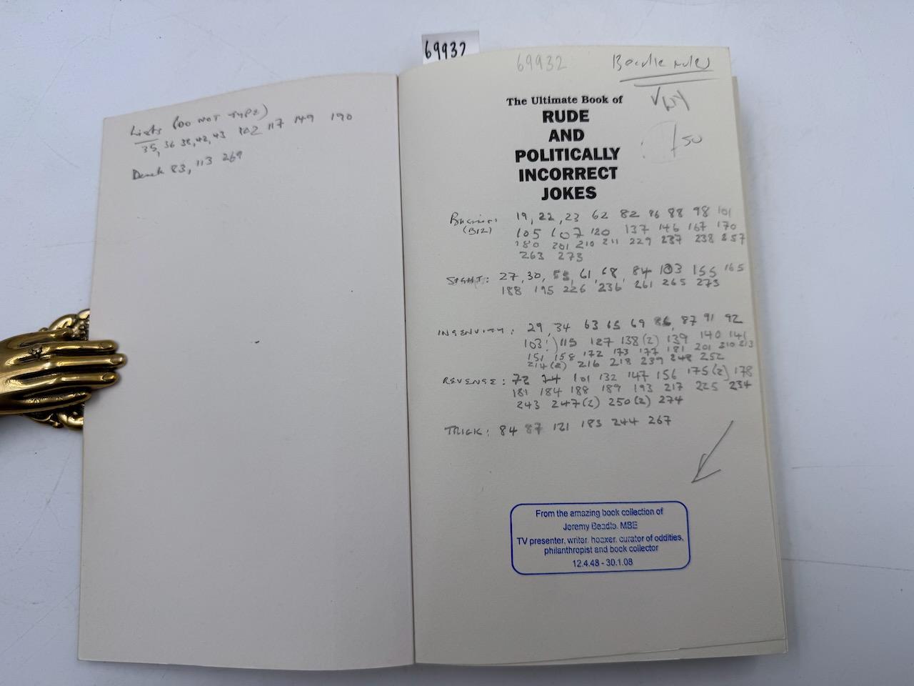 THE ULTIMATE BOOK OF RUDE AND POLITICALLY INCORRECT JOKES. by PEASE ...