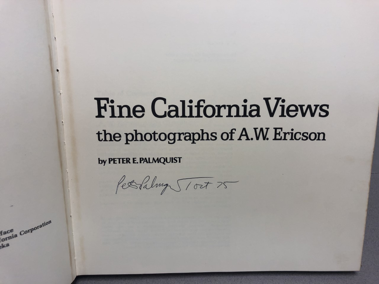 FINE CALIFORNIA VIEWS: The Photographs of A. W. Ericson ( signed ...