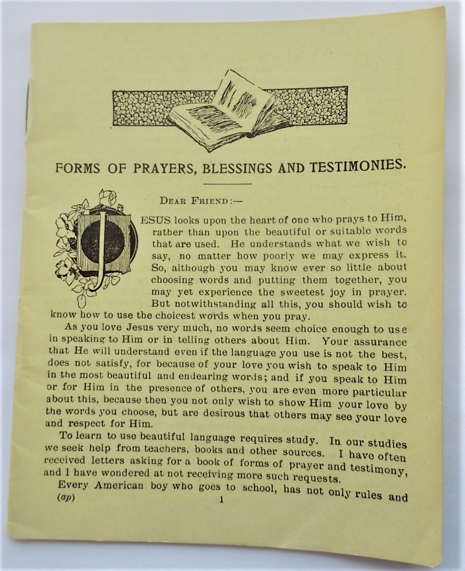 Forms of Prayers, Blessings and Testimonies by Cook, David C.: Near ...