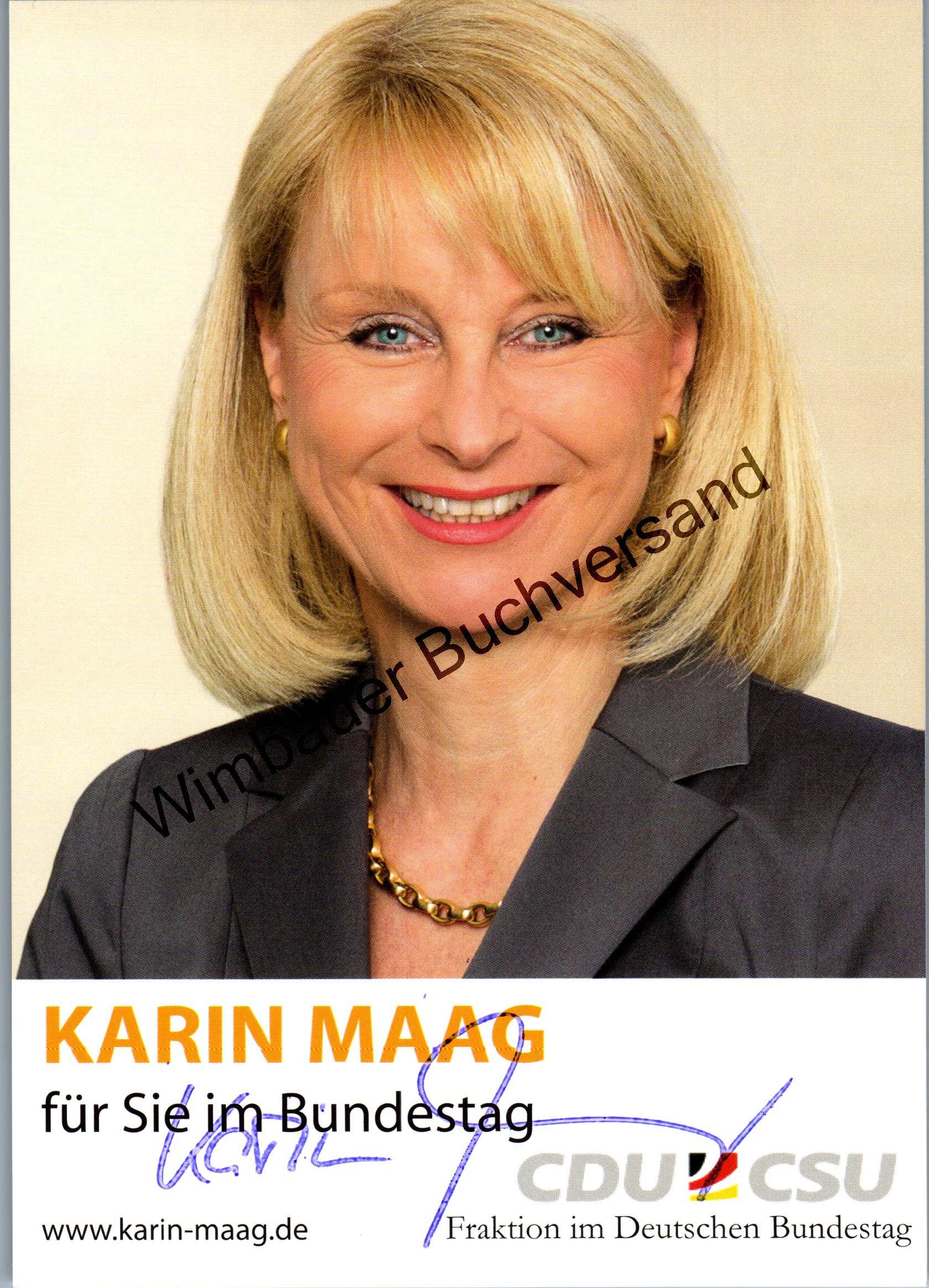Original Autogramm Karin Maag CDU MdB /// Autogramm Autograph signiert ...