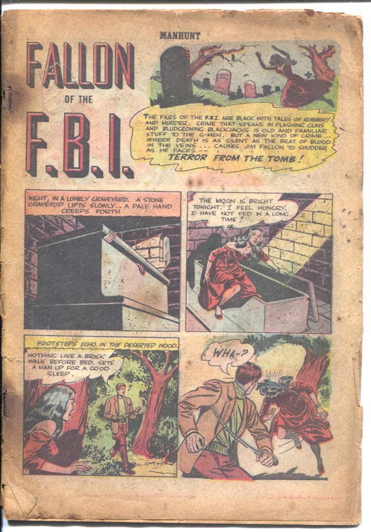 Manhunt #1 1947-ME-1st issue-werewolf story-L B Cole-Red Fox of the ...