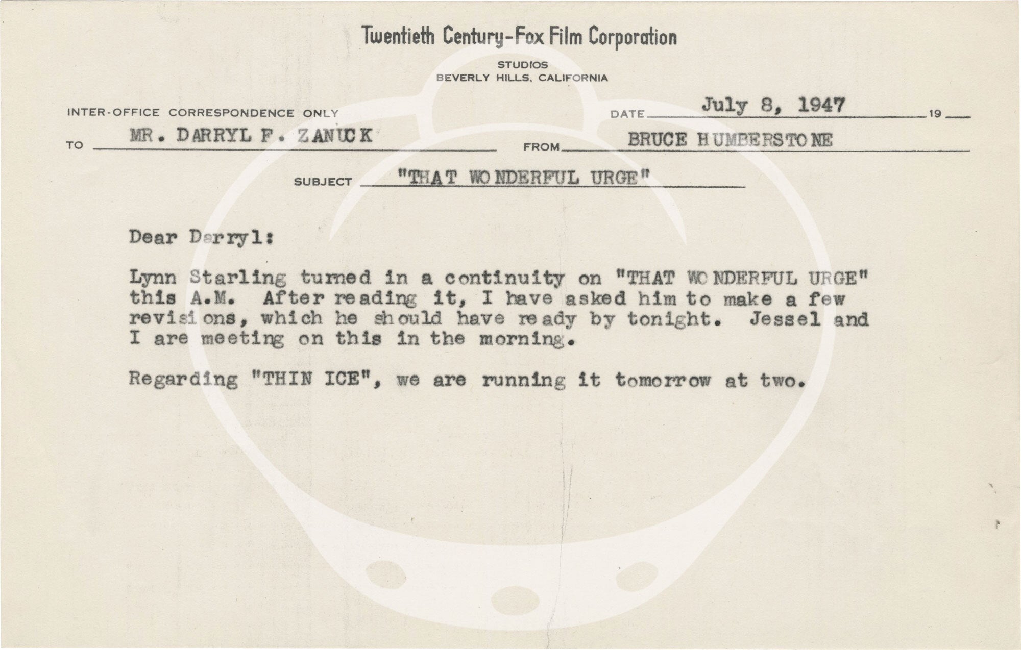 That Wonderful Urge (Original treatment script for the 1948 film) von ...