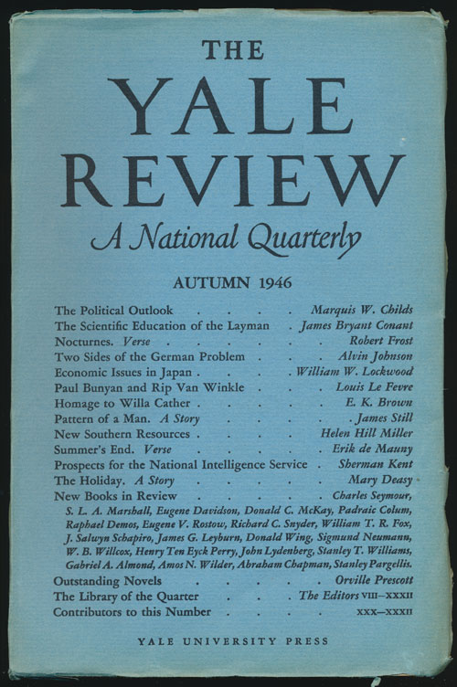 The Yale Review Autumn 1946 By Frost Robert Very Good Softcover 1946 First Edition Good