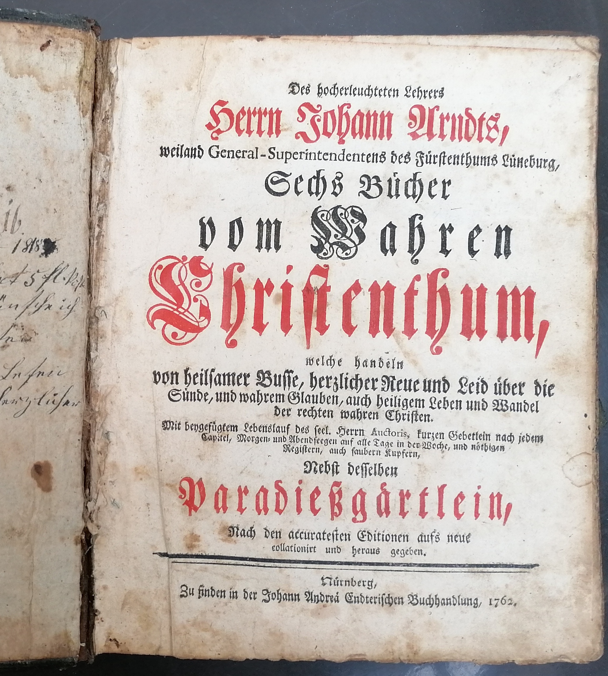 Sechs Buecher von Wahren Christenthum, welche handeln von heilsamer ...