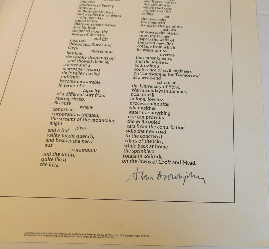TRANSFORMATION SCENE. [An original broadside poem signed by the poet ...