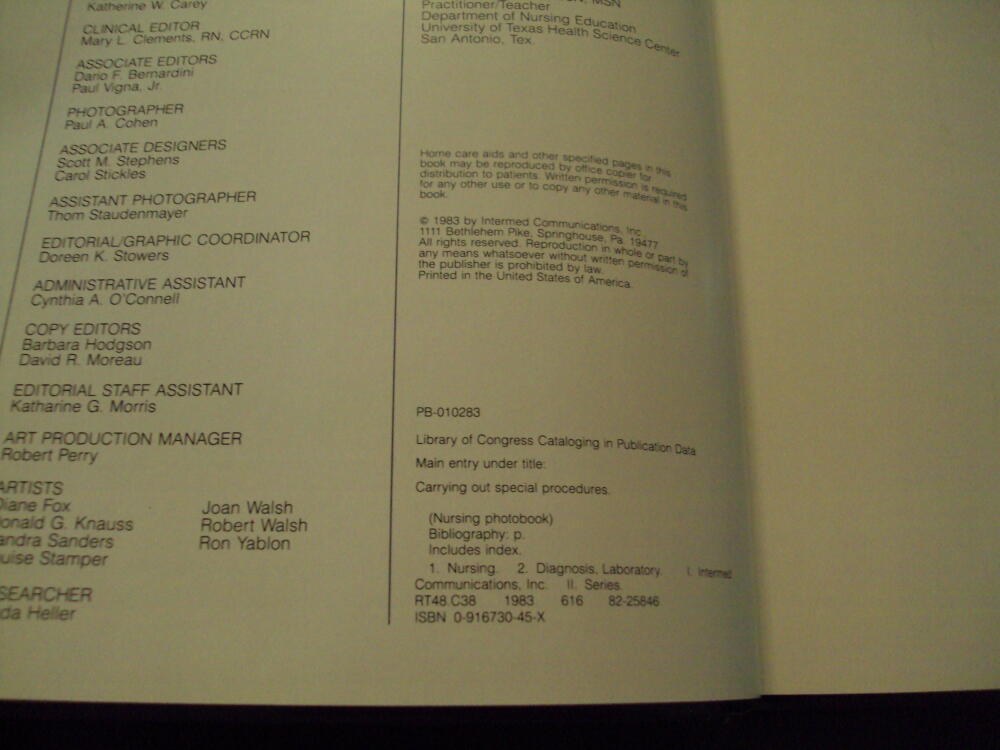 Nursing Photobook Carrying out Special Procedures First Edition 1983 HC ...