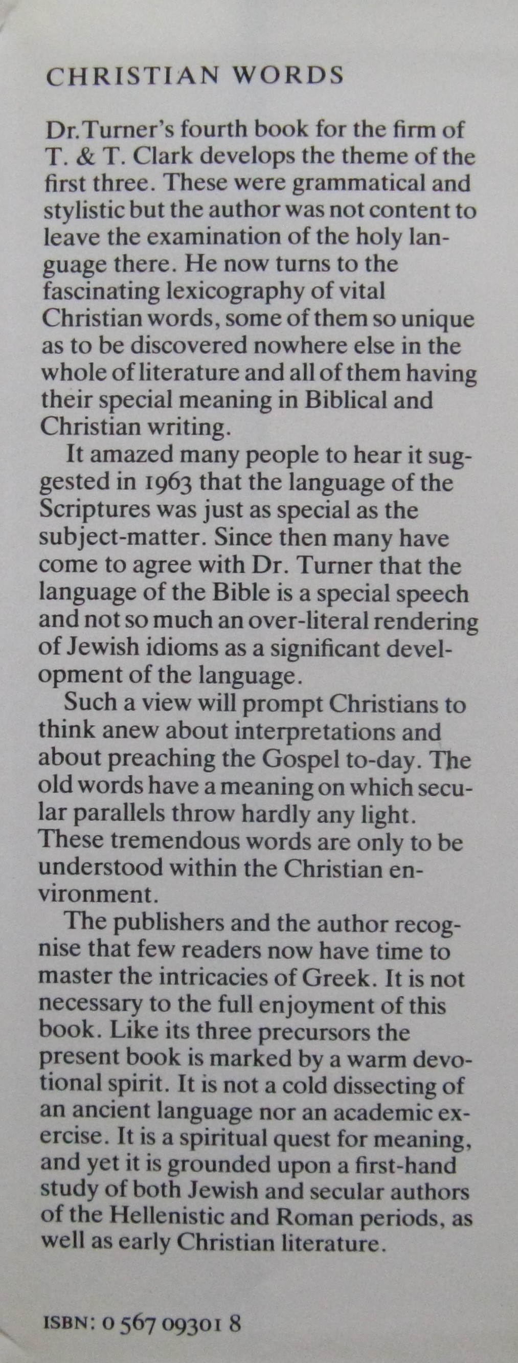 Christian Words by Nigel Turner. 1980. 1st Edition by Turner, Nigel ...
