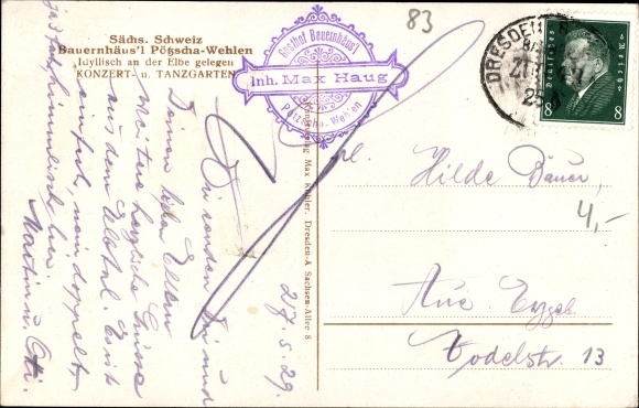 Ansichtskarte / Postkarte Pötzscha Wehlen an der Elbe Sachsen, Gasthaus ...