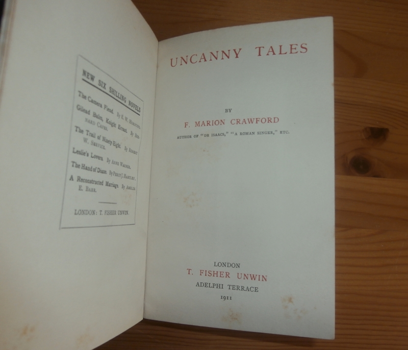 UNCANNY TALES by Crawford, F[rancis] Marion (F. Marion Crawford): Very ...