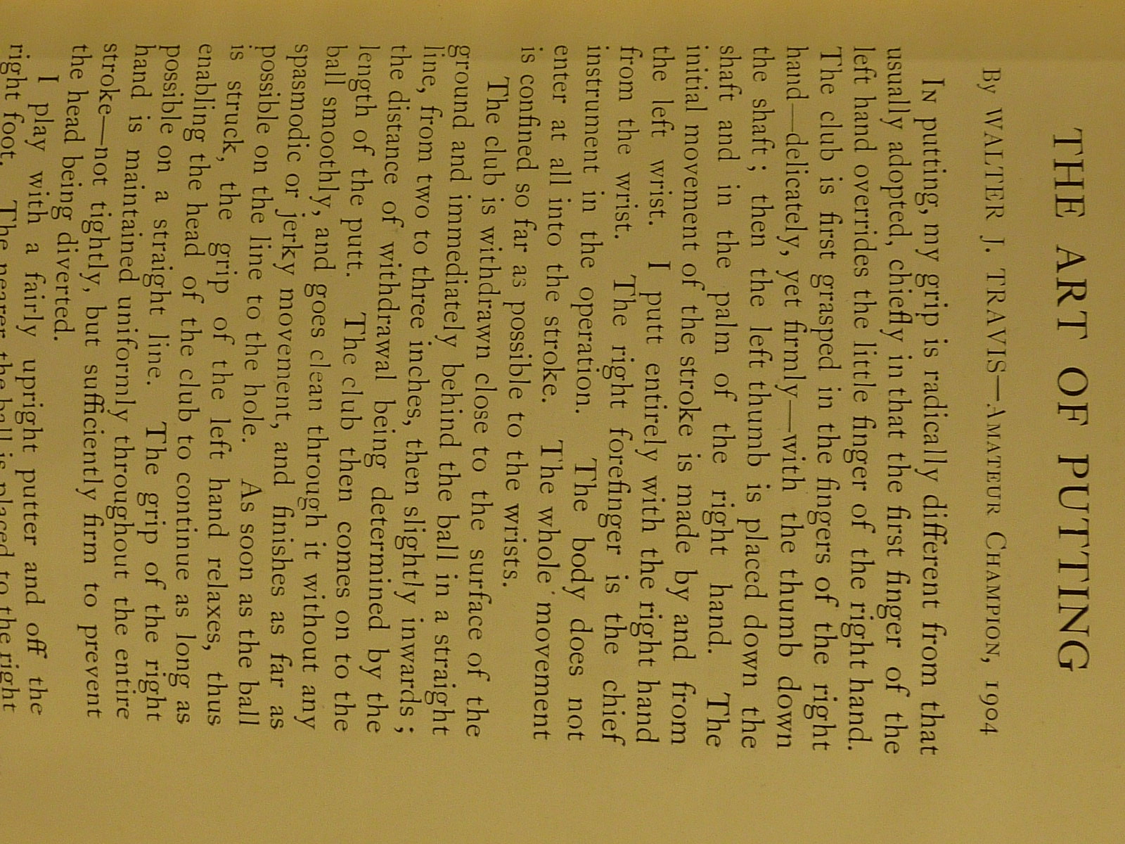 The Art of Putting by Travis, Walter J. & White, Jack: Fine Quarter ...