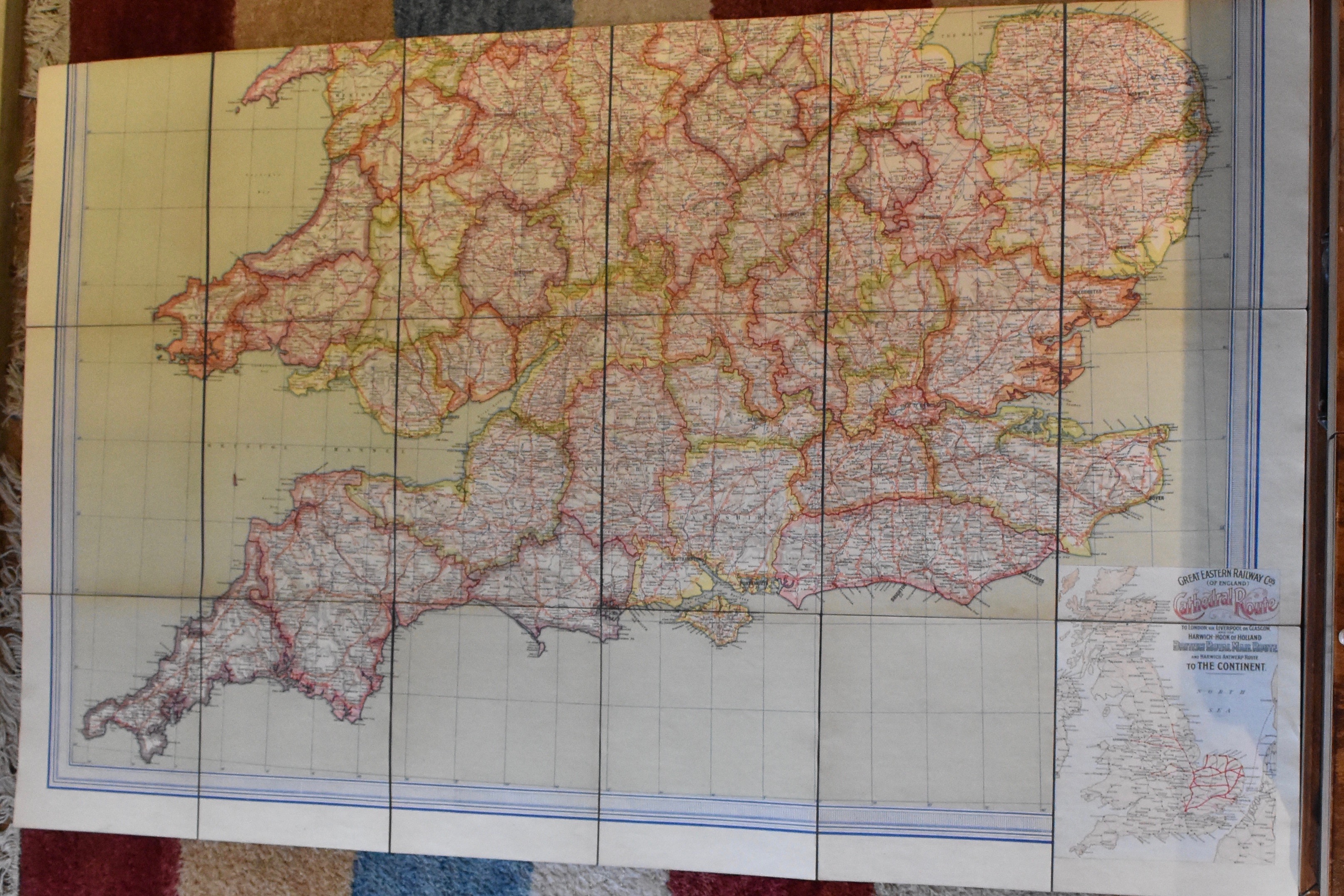 Vintage Perrier Road Map of England and Wales. Linen backed by ...