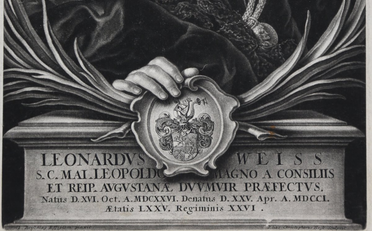 Halbporträt von vorn mit Schriftsockel. Kupferstich in Schabkunstmanier ...