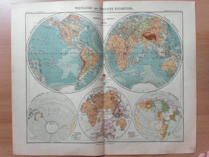 Stielers Hand - Atlas --- Weltkarte in Mercators Projection und ...