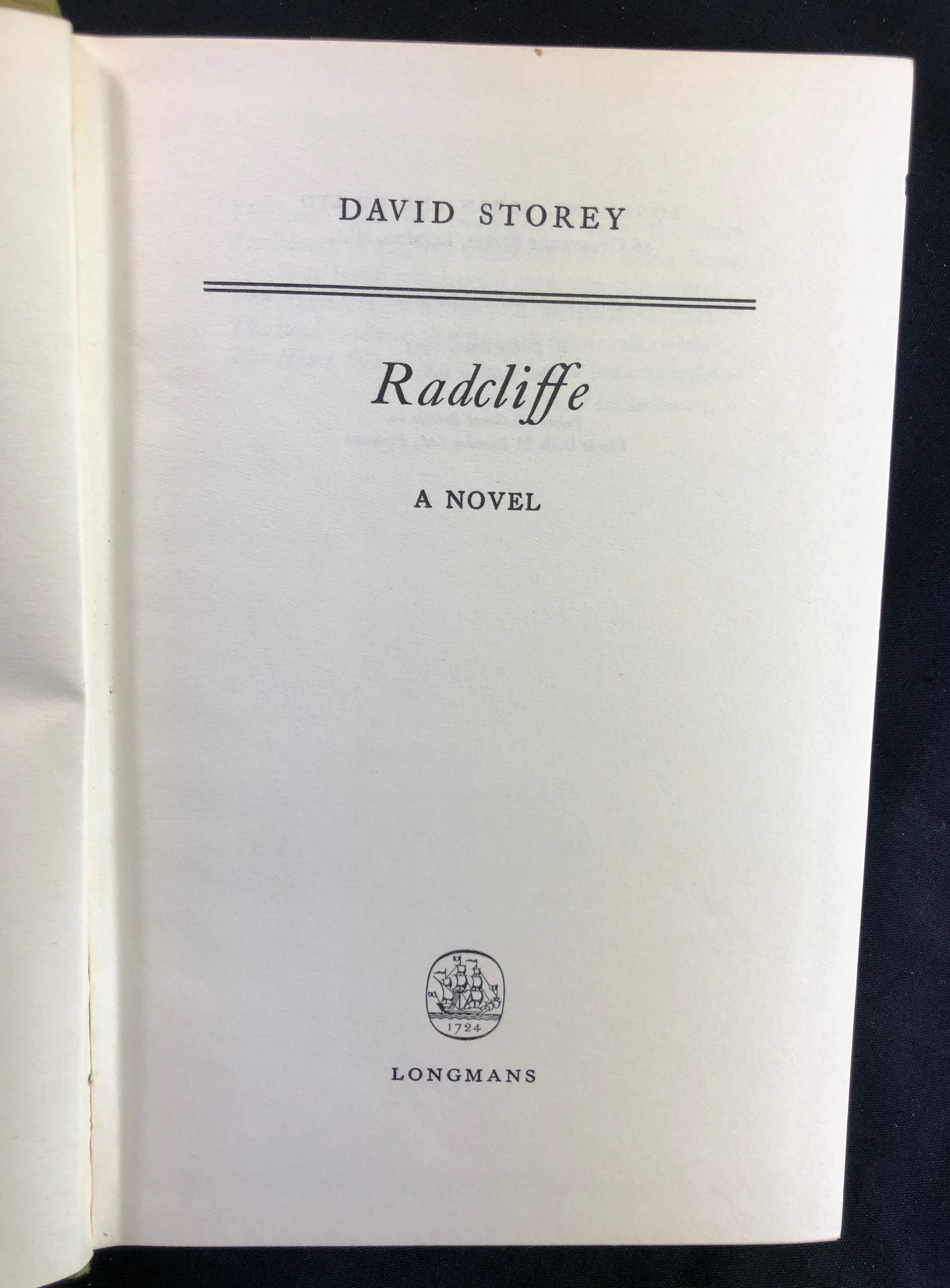 Radcliffe by Storey, David: Near Fine Hardback (1963) First Edition ...