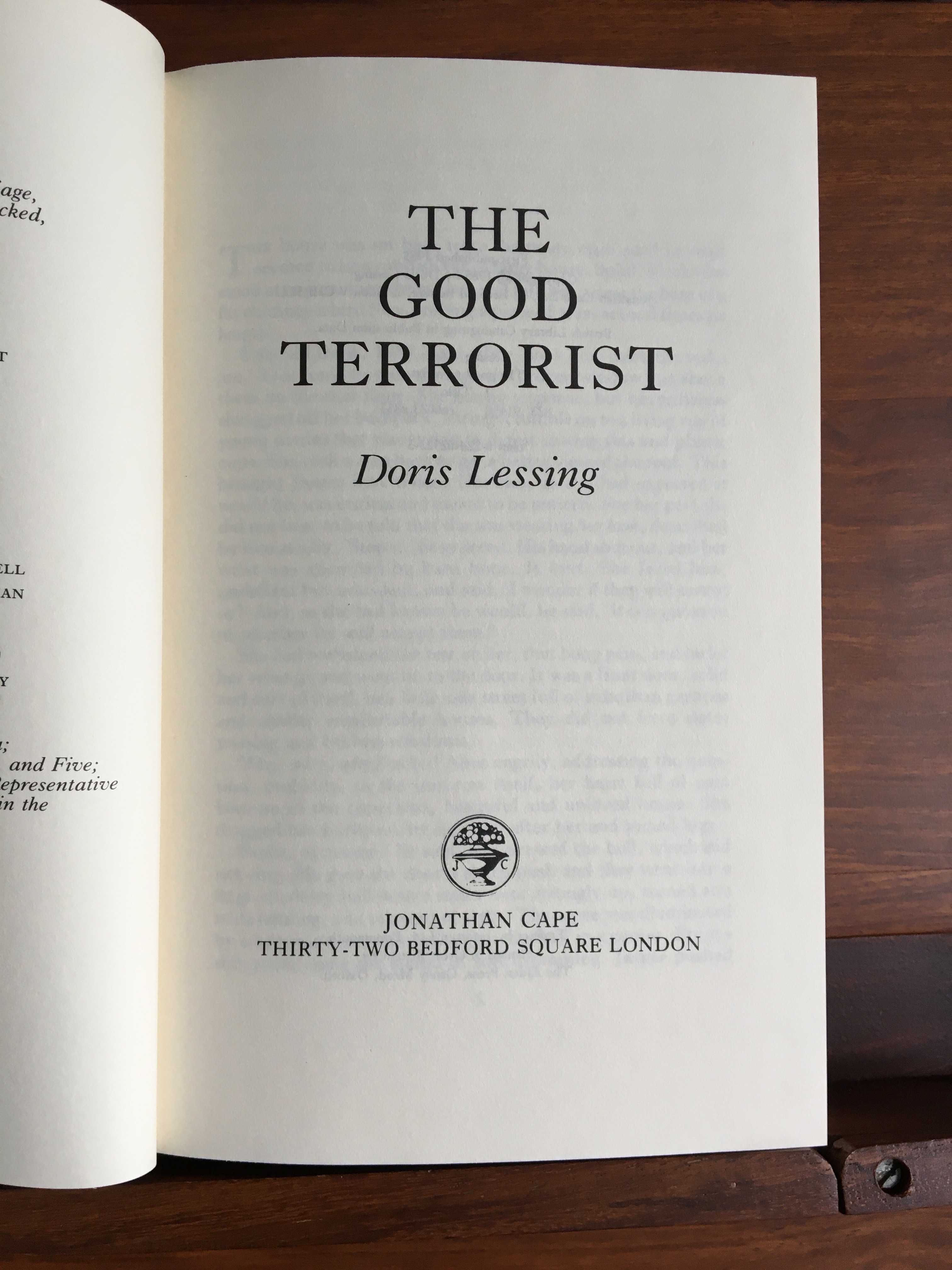 The Good Terrorist by Doris Lessing: Very Good Hardcover (1985) 1st ...