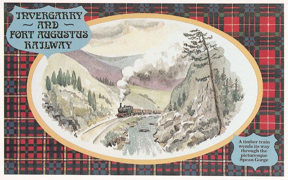 Invergarry & Fort Augustus Railway Timber Train Spean Gorge Postcard ...
