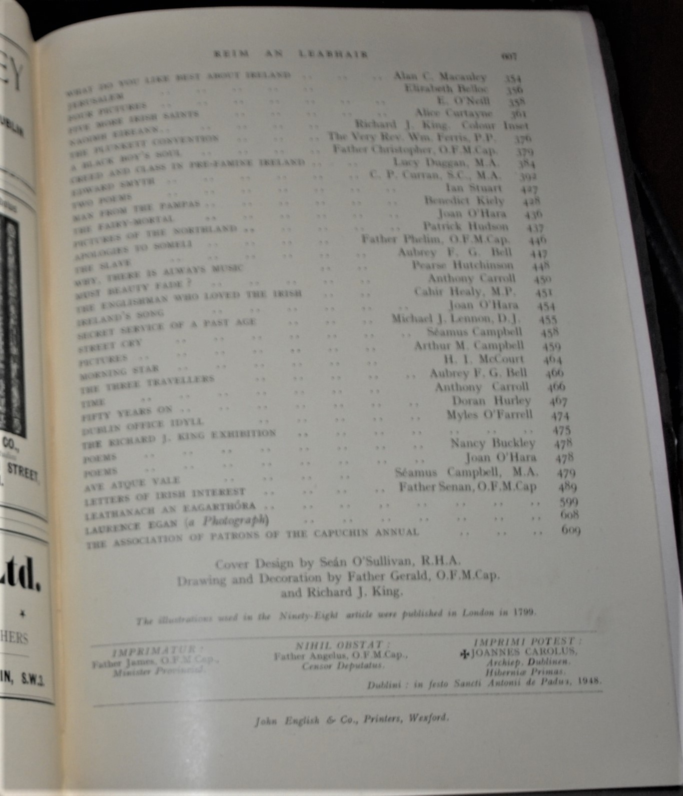 THE CAPUCHIN ANNUAL 1948 by EDITED BY FATHER SENAN: Very Good Soft ...