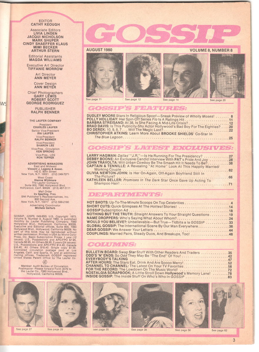 Rona Barrett's Gossip-8/1980-Bo Derek-John Travolta-Barbra Streisand ...