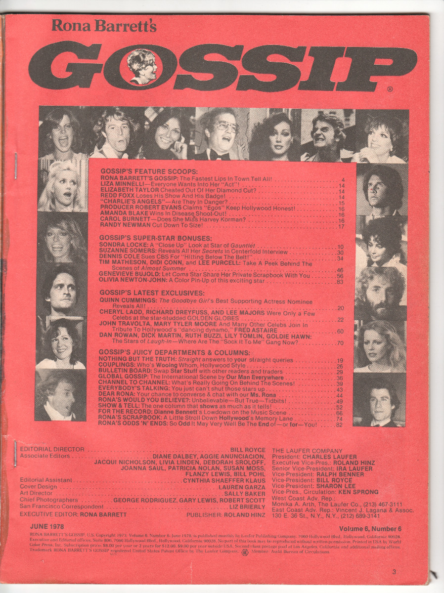 Rona Barrett's Gossip-6/1978-Jaclyn Smith-Redd Foxx-John Travolta ...